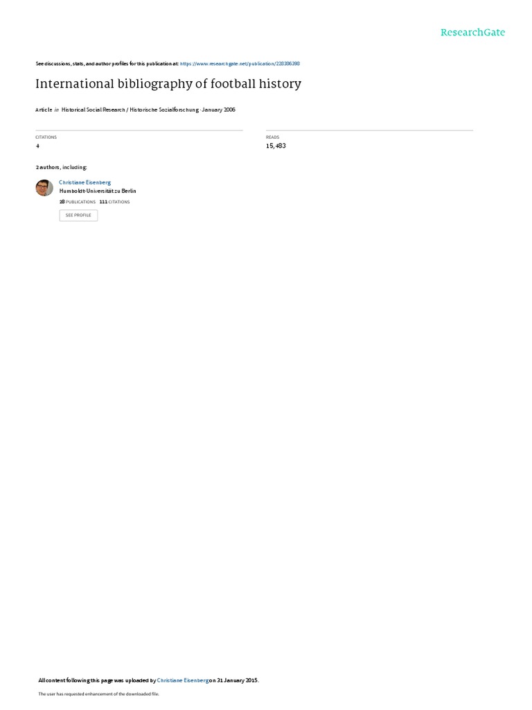 International Bibliography of Football History | PDF