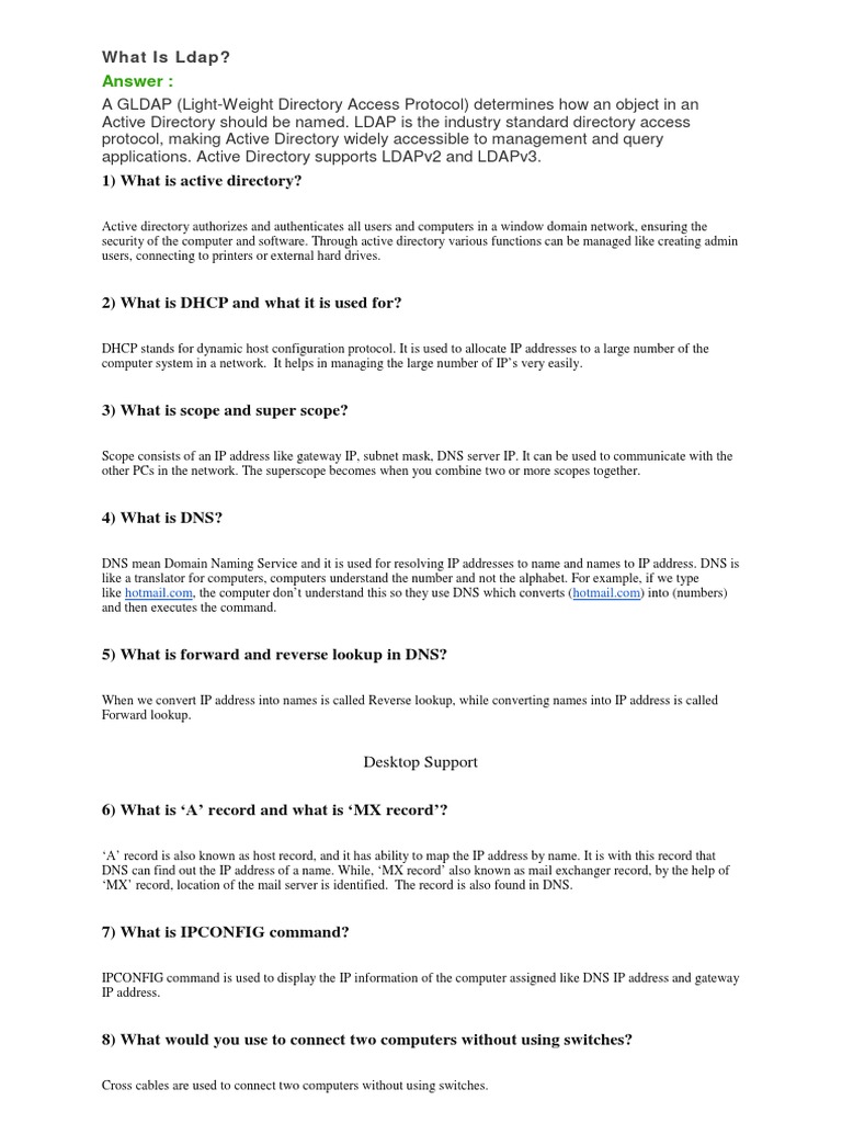 Answer:: What Is Ldap? | PDF | Active Directory | Computer Network