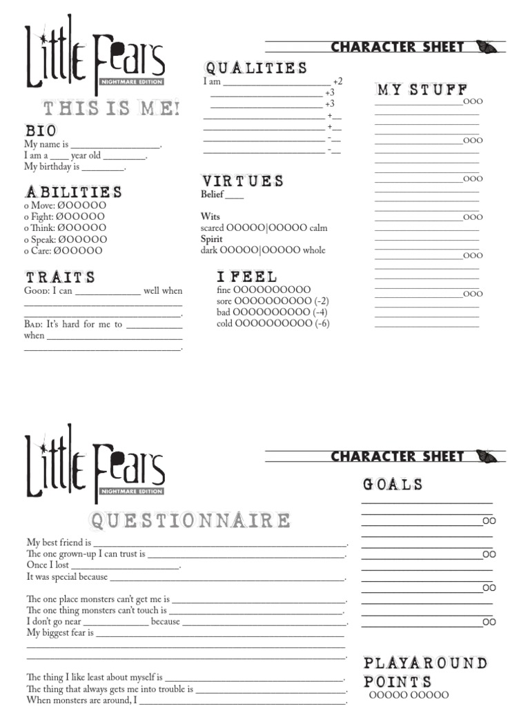 Interactive Character Sheet Template | PDF