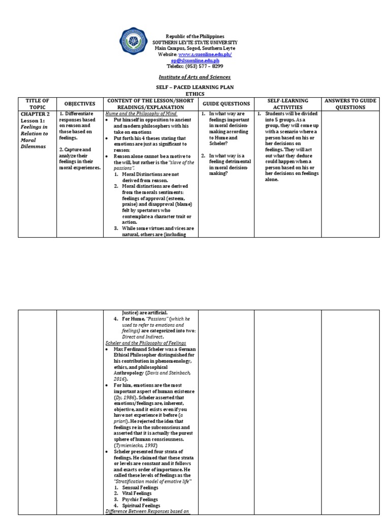 Ethics Activity 1 | PDF | Reason | Feeling