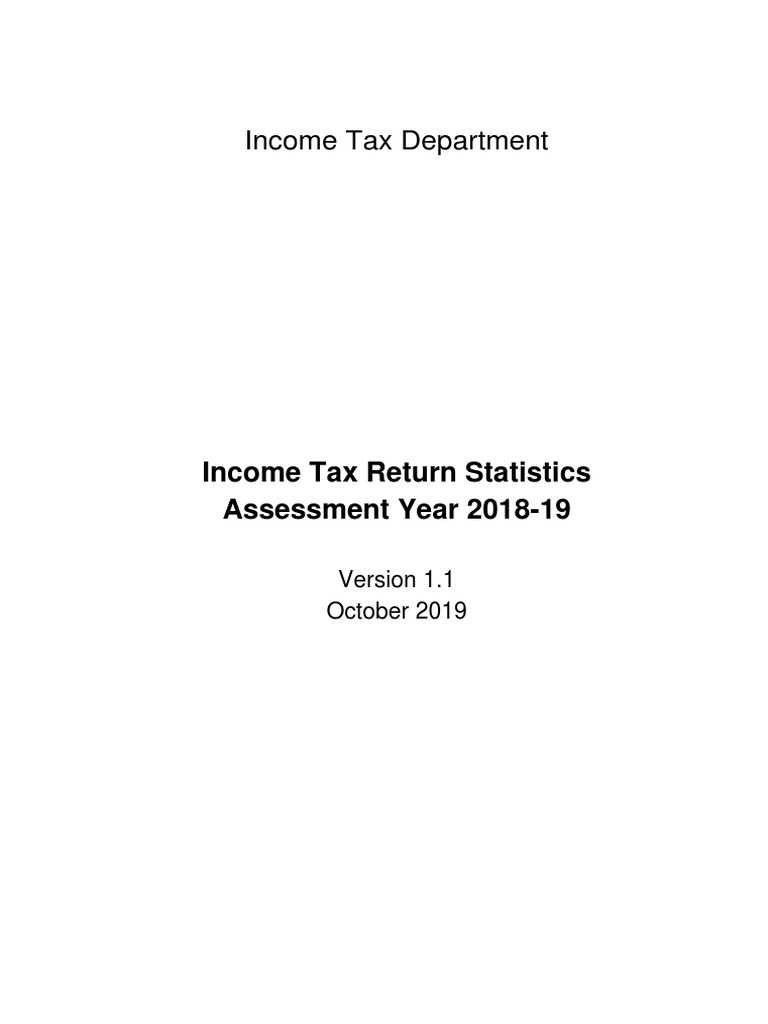 Income Tax Return Statistics for Assessment Year 2018-19: An Analysis ...