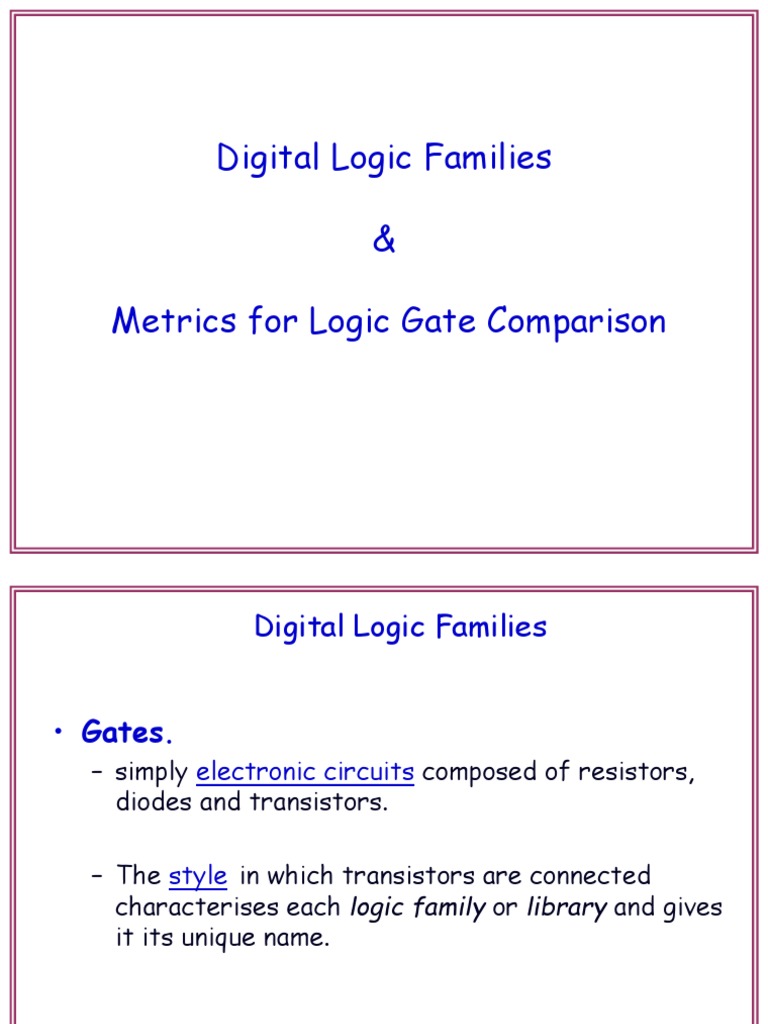 Digital Logic Families & Metrics For Logic Gate Comparison | PDF ...