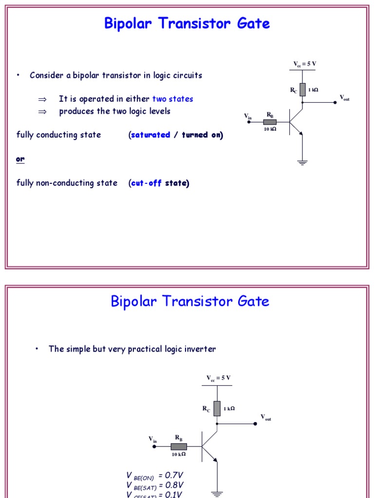 Lecture 3-Logic Families Unit 2 | PDF | Bipolar Junction Transistor | Logic Gate