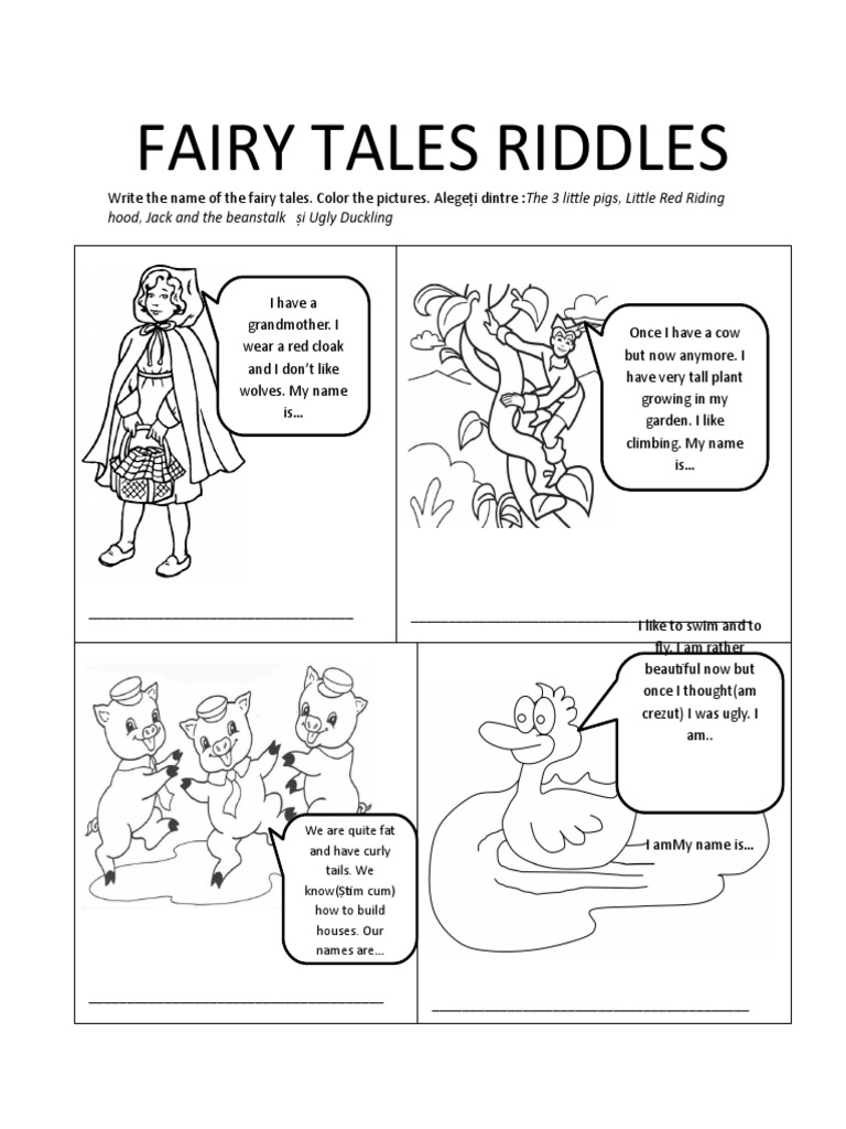 Fairy Tales Riddles: Hood, Jack and The Beanstalk Și Ugly Duckling | PDF