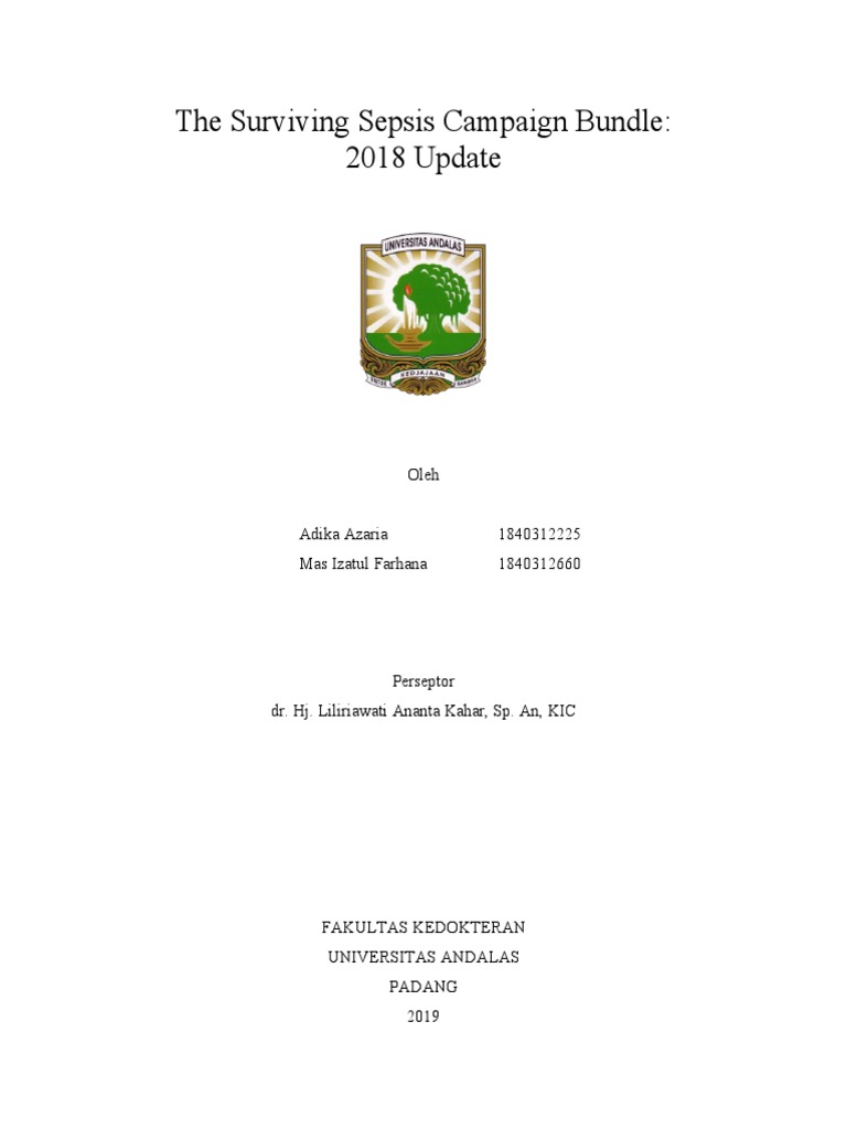 The Surviving Sepsis Campaign Bundle: 2018 Update | PDF | Sepsis ...