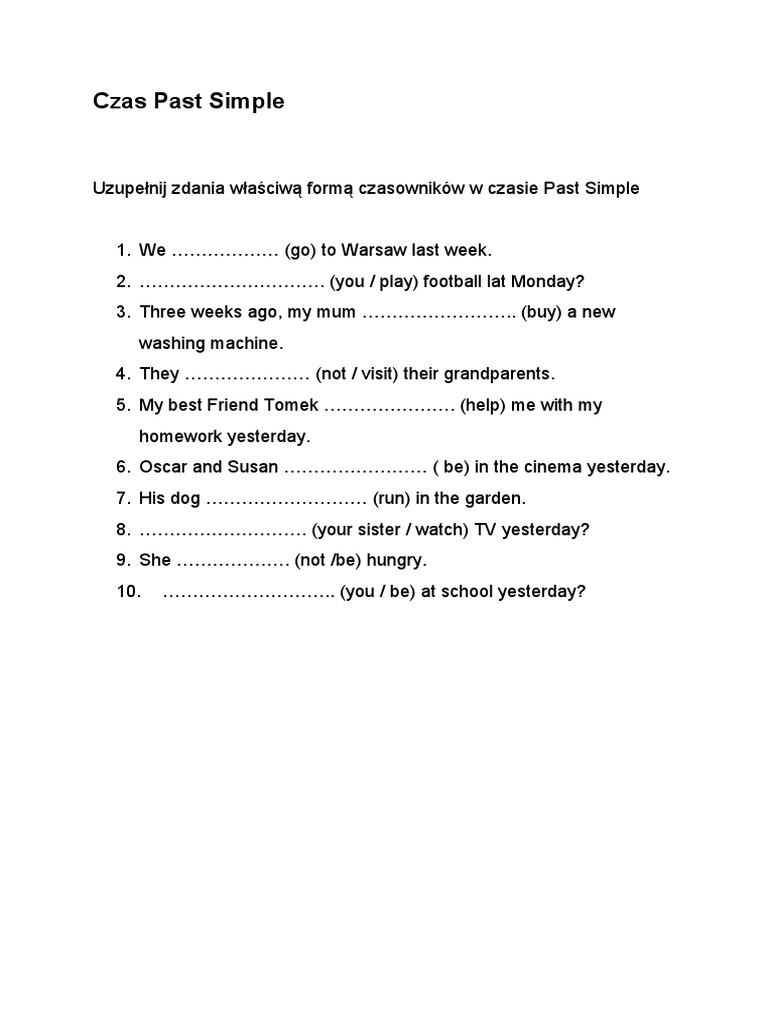 Past Simple Test PDF | PDF