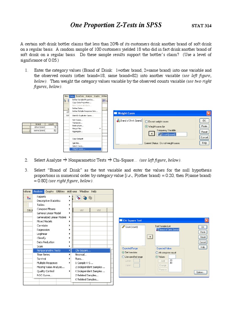 One Proportion Z-Tests in SPSS | PDF
