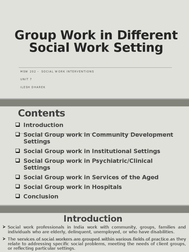 Group Work in Different Social Work Setting | PDF | Social Work ...