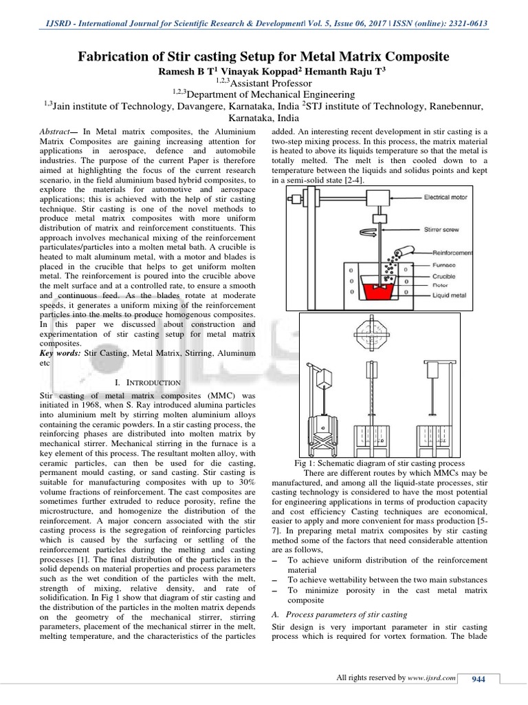 Stir Casting Setup for MMC Fabrication | PDF | Casting (Metalworking ...