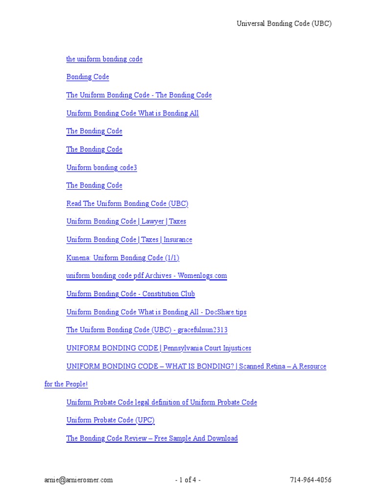 Universal Bonding Code Ubc PDF | PDF | Government Information | Common Law