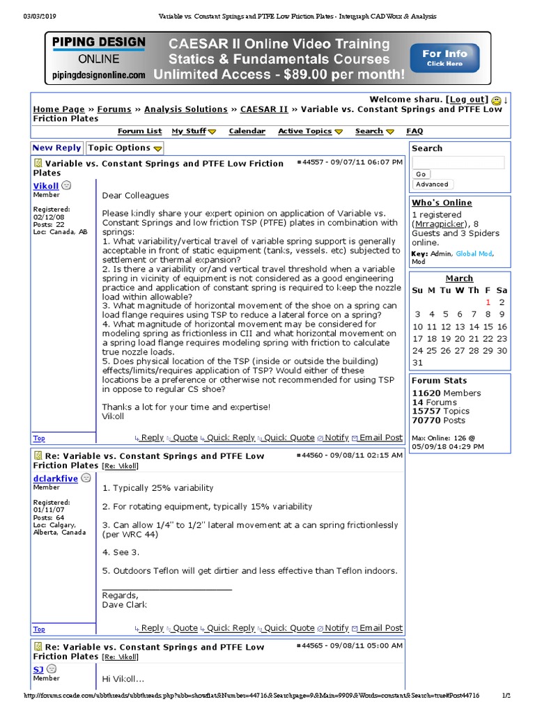 Variable vs. Constant Springs and PTFE Low Friction Plates | PDF ...