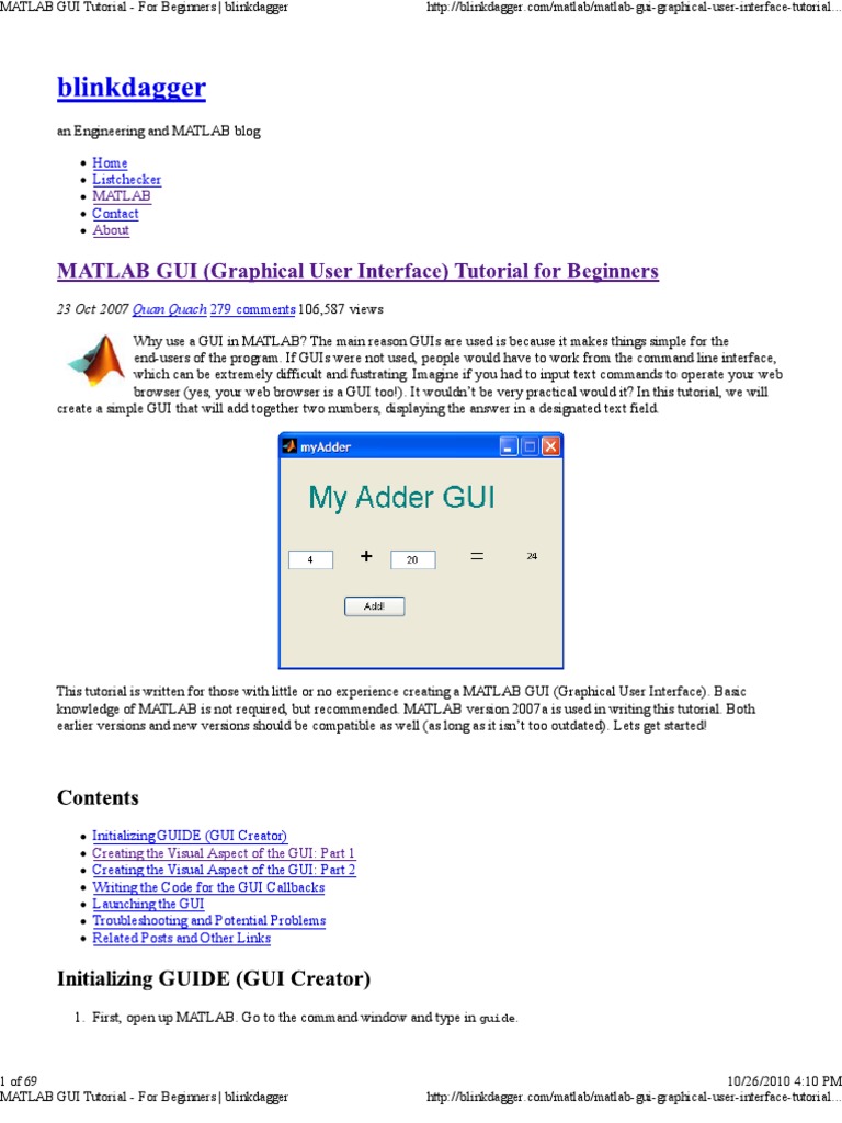 Matlab Gui Graphical User Interface Tutorial For Beginners Matlab Command Line Interface 