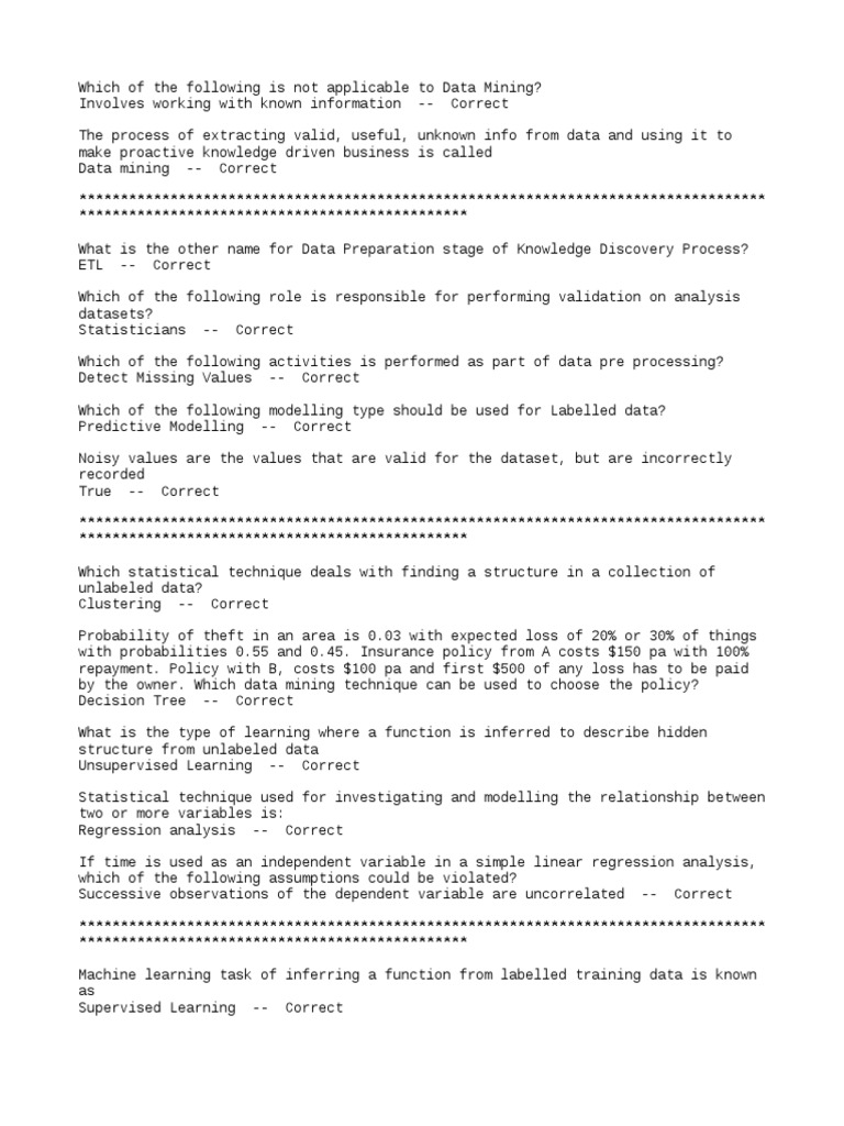 Data Mining Methods Basics Q&A | PDF | Regression Analysis | Data Mining
