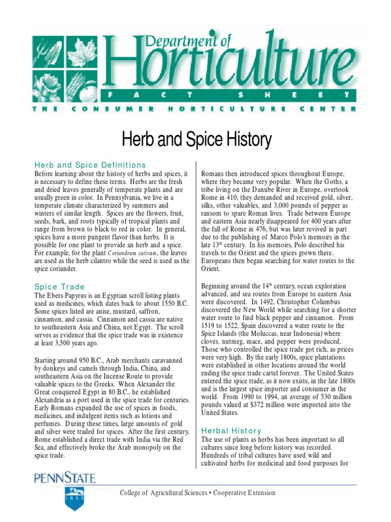 Herb and Spice History PDF | PDF | Spice | Coriander