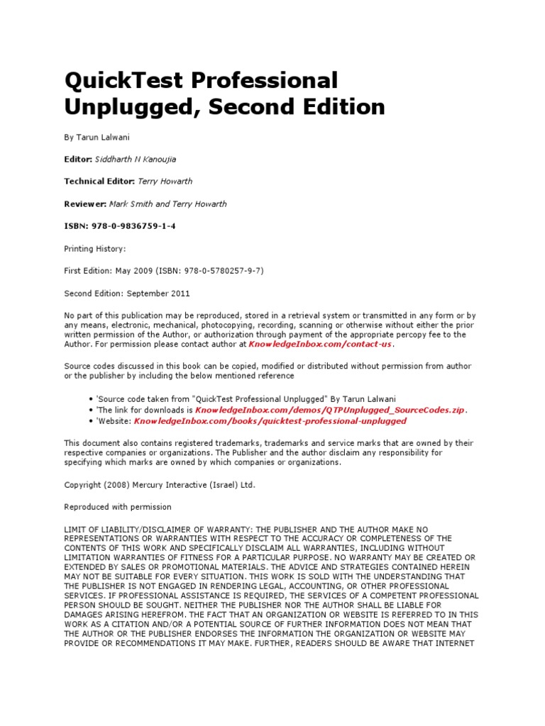 Qtp Unplugged Final Book Pdf Pdf Microsoft Excel Parameter Computer Programming 