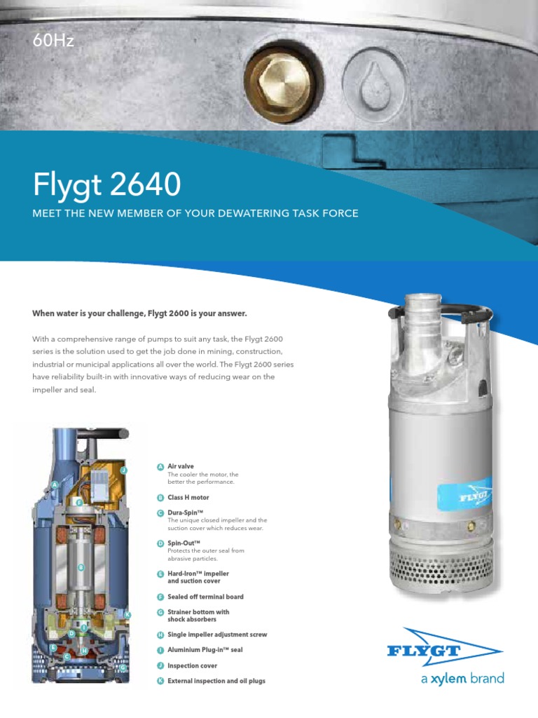 Xylem Flygt 2640 Datasheet 60hz PDF | PDF | Wear | Pump