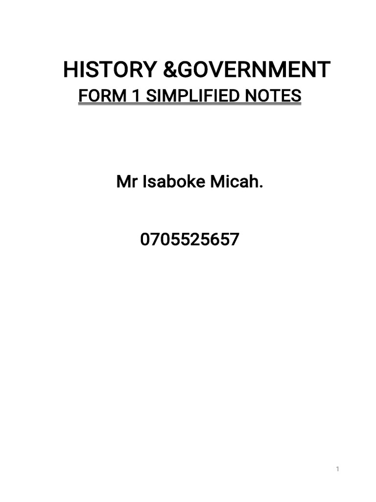 Form - 1 - History Notes New | PDF | Nature