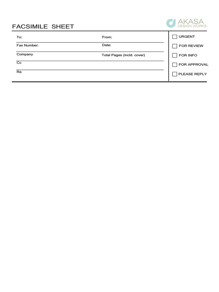 Facsimile Sheet: To: Fax Number: Company CC From: Date: Urgent | PDF