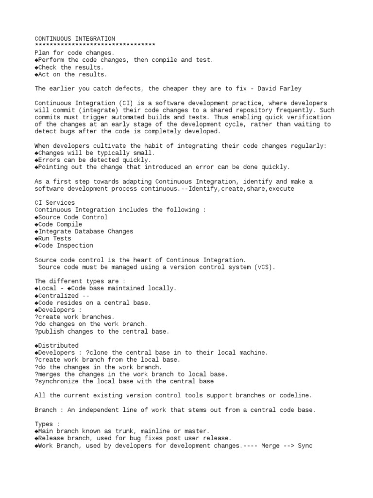 Continuous Integration | PDF | Version Control | Source Code