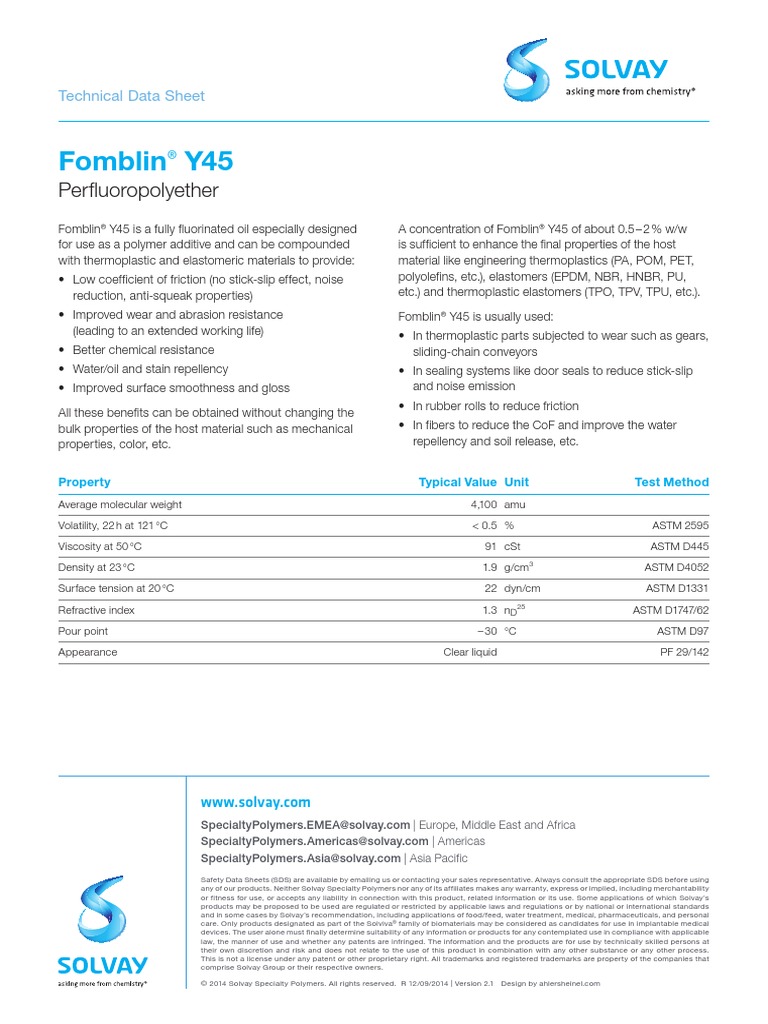 Fomblin Y45 EN | PDF | Thermoplastic | Elastomer