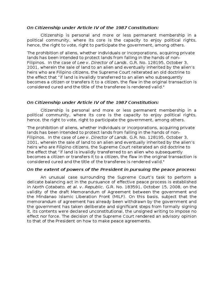Consti Case Synthesis | PDF | Article Four Of The United States ...