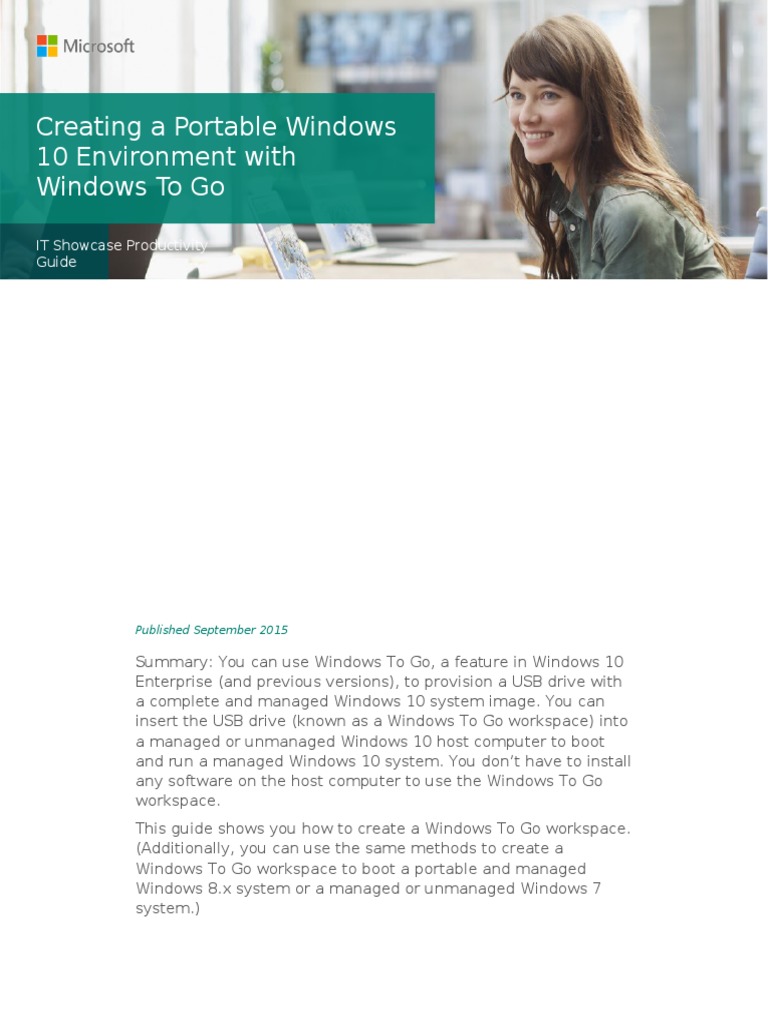 Creating A Portable Windows 10 Environment With Windows To Go | PDF