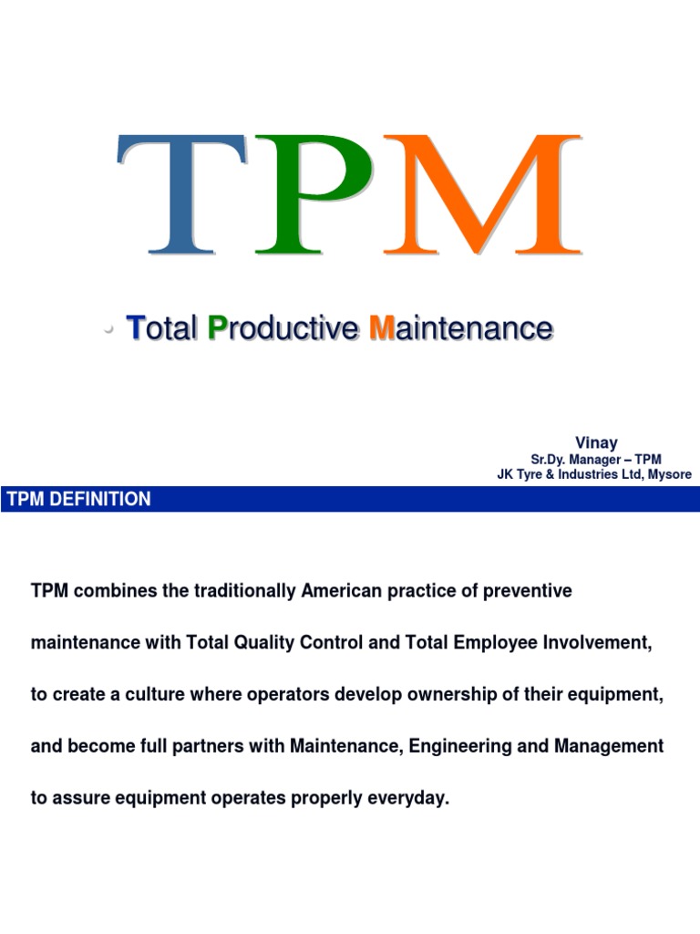 Introduction To TPM PDF | PDF | Business Process | Production And ...