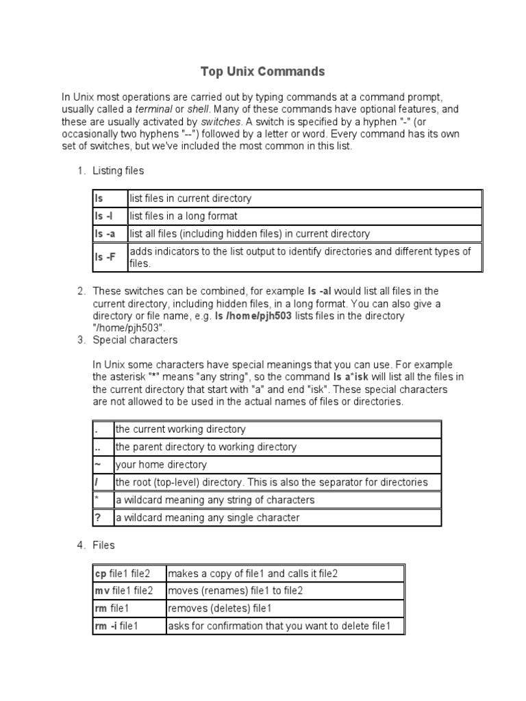 Top Unix Commands Ls Ls L Ls A Ls F Ls Al Ls Homepjh503 Pdf Computer File 