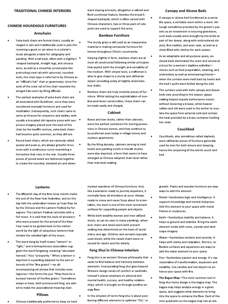Traditional Chinese Interiors Handouts | PDF | Yin And Yang | Religion ...