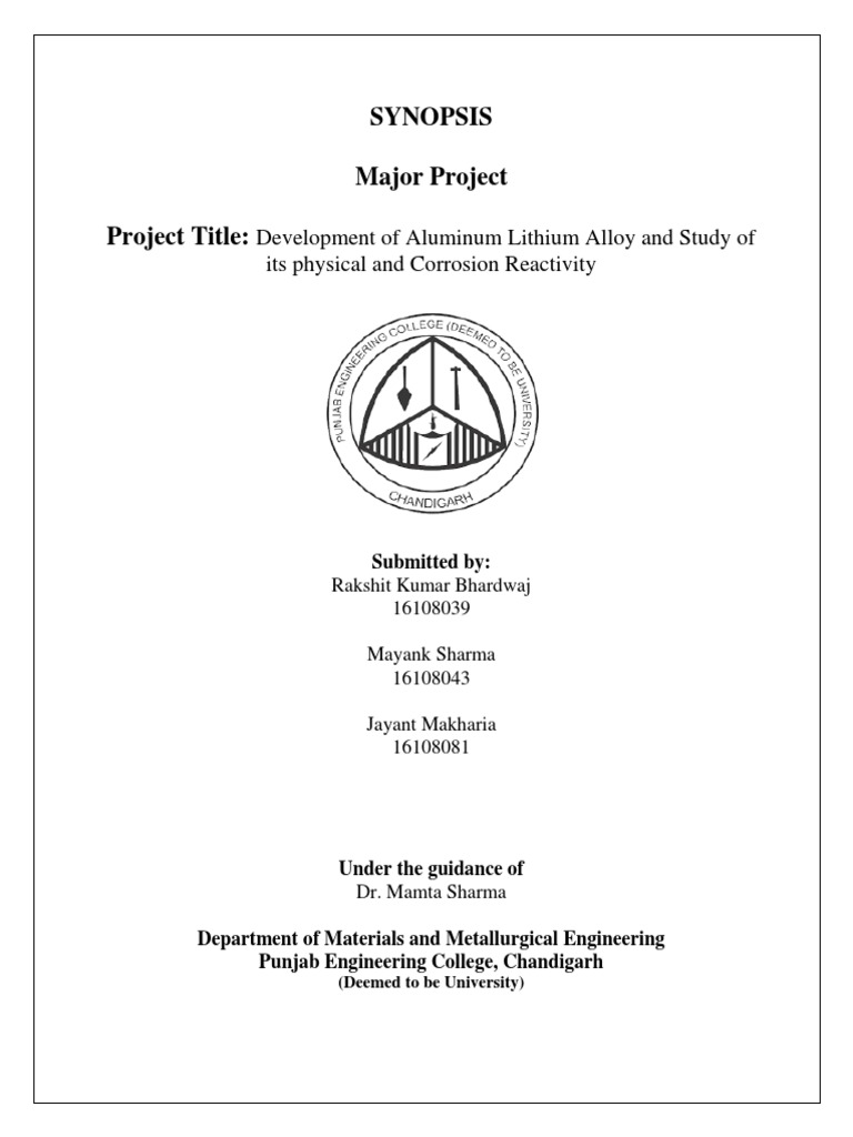 Synopsis Major Project | PDF | Alloy | Corrosion