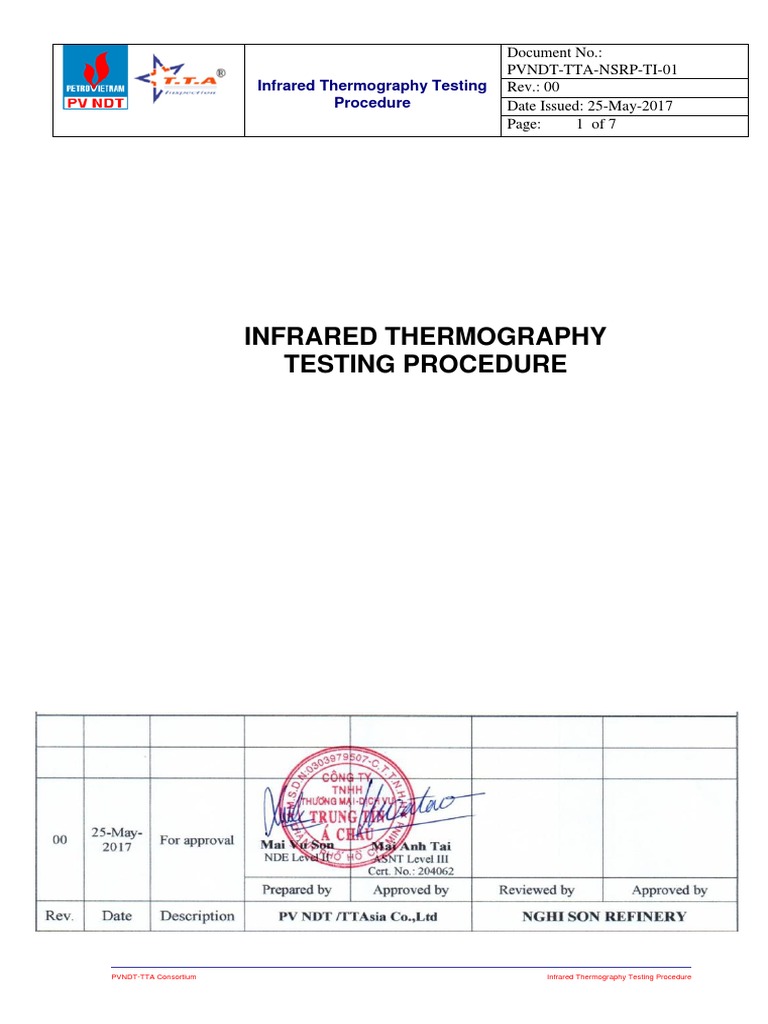 Infrared Thermography Testing Procedure | PDF | Thermography | Infrared