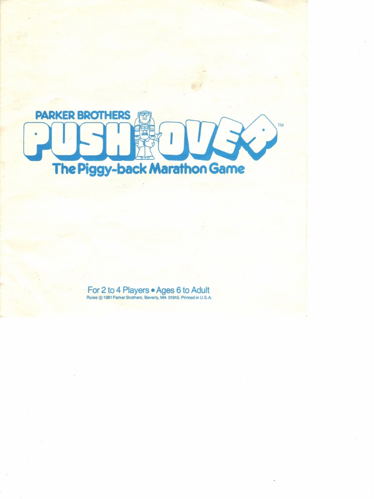 Push Over: The Piggyback Marathon Game Instructions | PDF