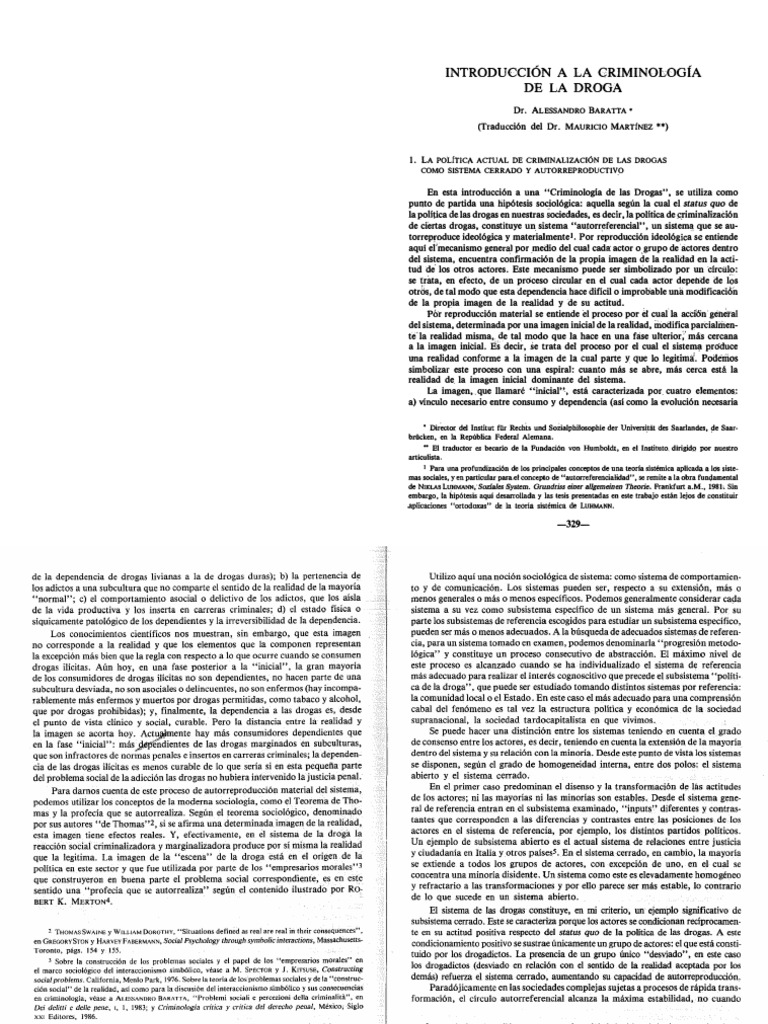 Introducción A La Criminología de Las Drogas PDF | PDF | La dependencia de sustancias | Drogas