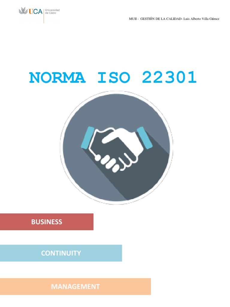 Trabajo ISO 22301 | PDF | Gestión de la calidad | Planificación