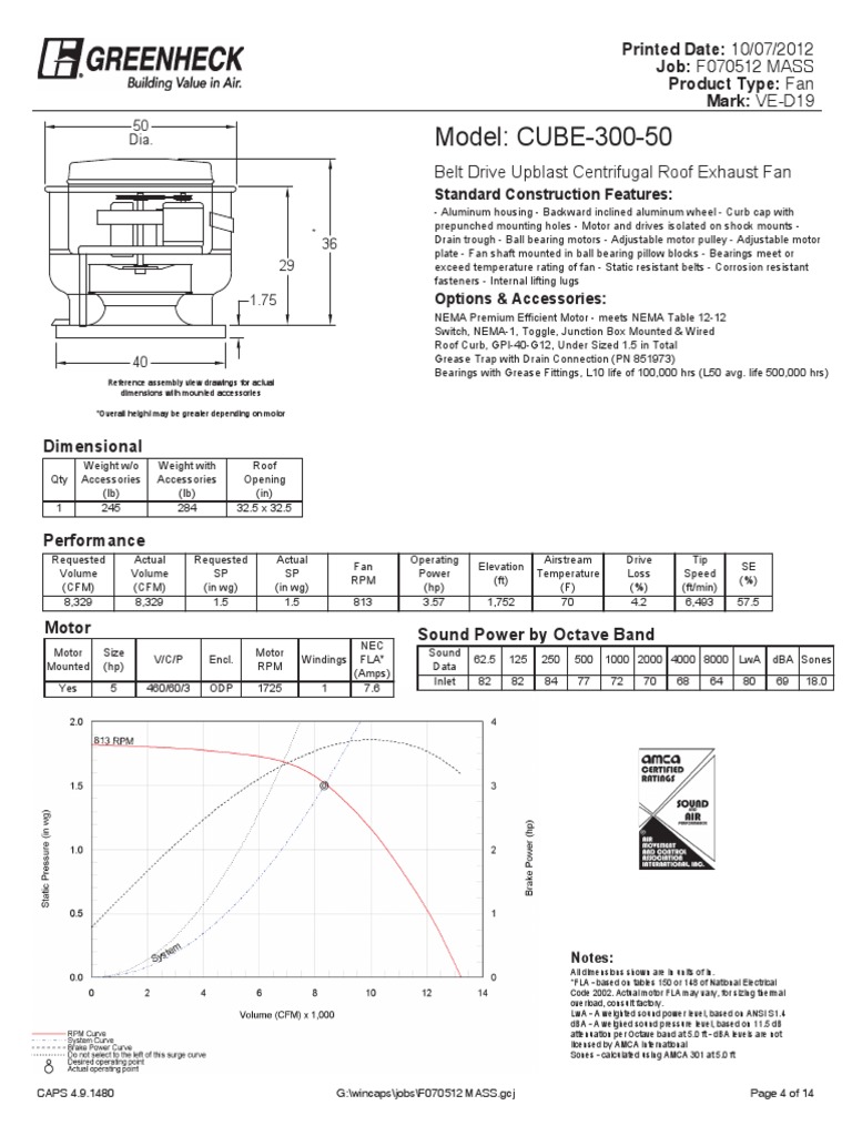 Hoja de Datods Cube 300-050 Greenheck | PDF | Belt (Mechanical ...