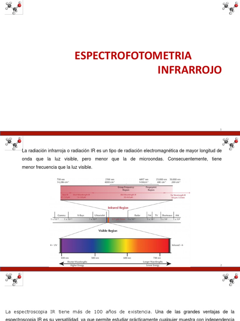 IR Presentación | PDF | Espectroscopia infrarroja | Radiación