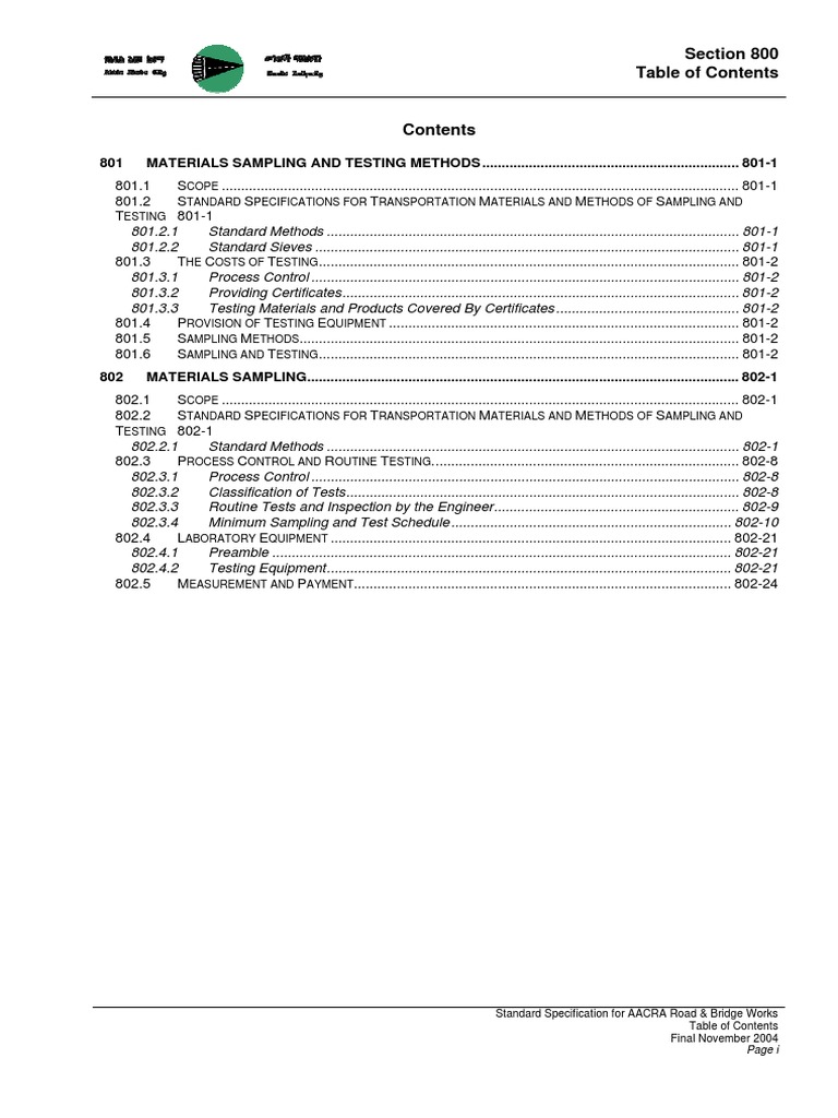 AACRA Materials Testing Standards Guide | PDF | Asphalt | Specification ...