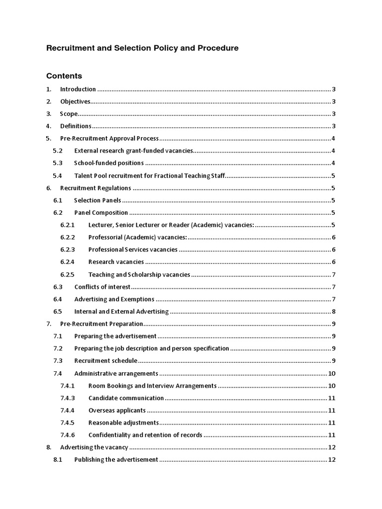 Recruitment and Selection Policy Guide | PDF | Recruitment | Interview