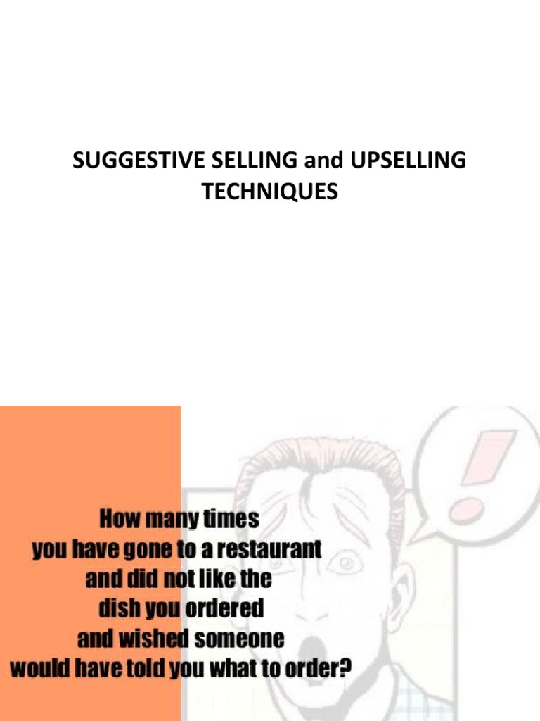 SUGGESTIVE SELLING and UPSELLING TECHNIQUES 01 | PDF