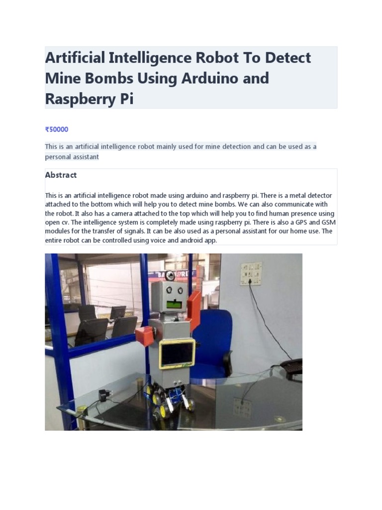 AI Robot for Mine Detection Using Arduino | PDF
