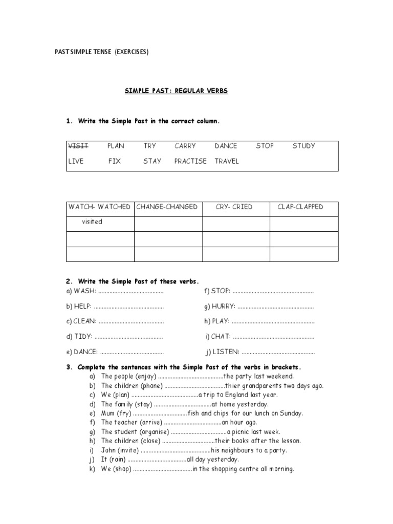 Past Simple Tense Exercises | PDF | Morphology | Cognitive Science