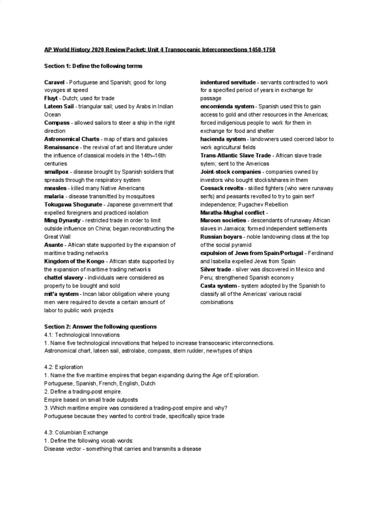 Graham Uldrich - WHAP Unit 4 Study Guide | Download Free PDF | Slavery ...