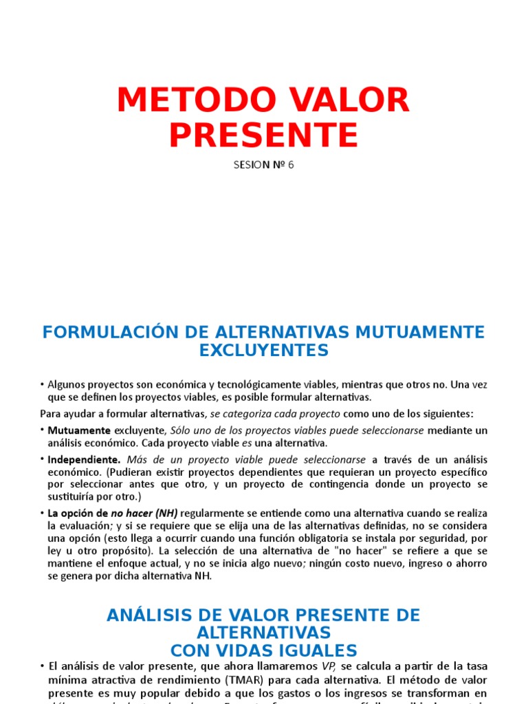 Sesion 7 Metodo Valor Presente | PDF | Interés | Inversiones