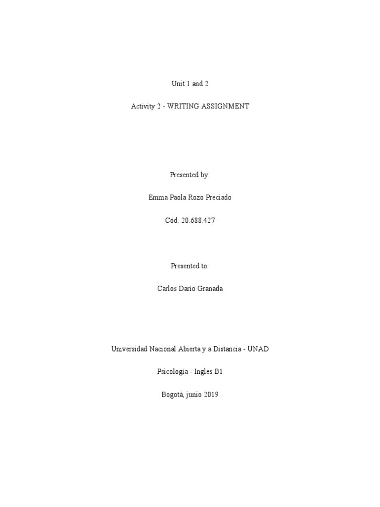 Unit 1 and 2 Activity 2 - Writing Assignment | PDF | Morphology | Semiotics