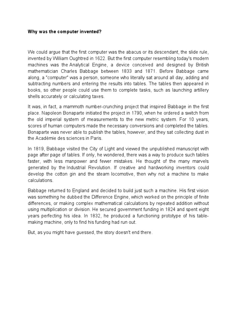 Why Was The Computer Invented? | PDF