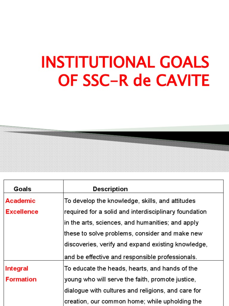 Institutional Goals of SSC-R de Cavite | PDF | Competence (Human ...