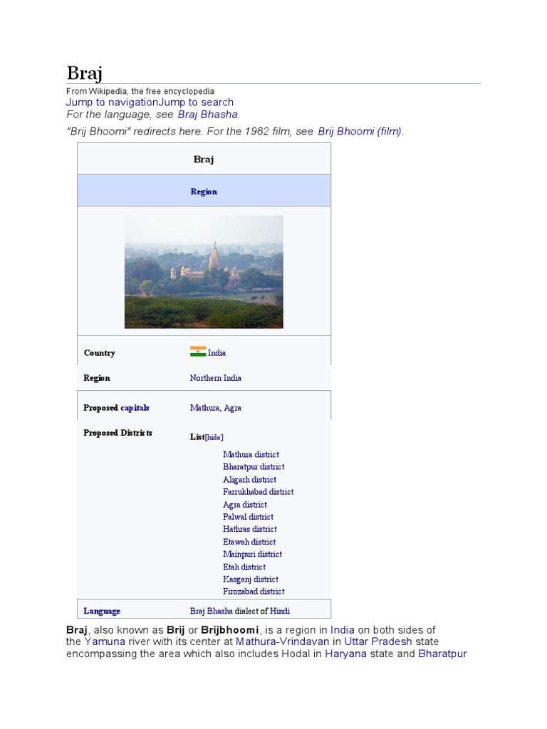 Jump To Navigationjump To Search: For The Language, See - "Brij Bhoomi ...