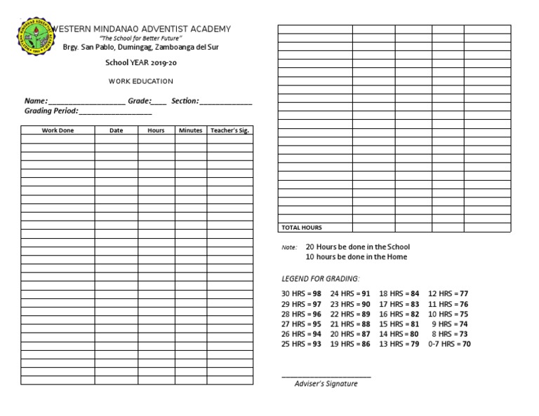 Work Education Log 2019-20 | PDF