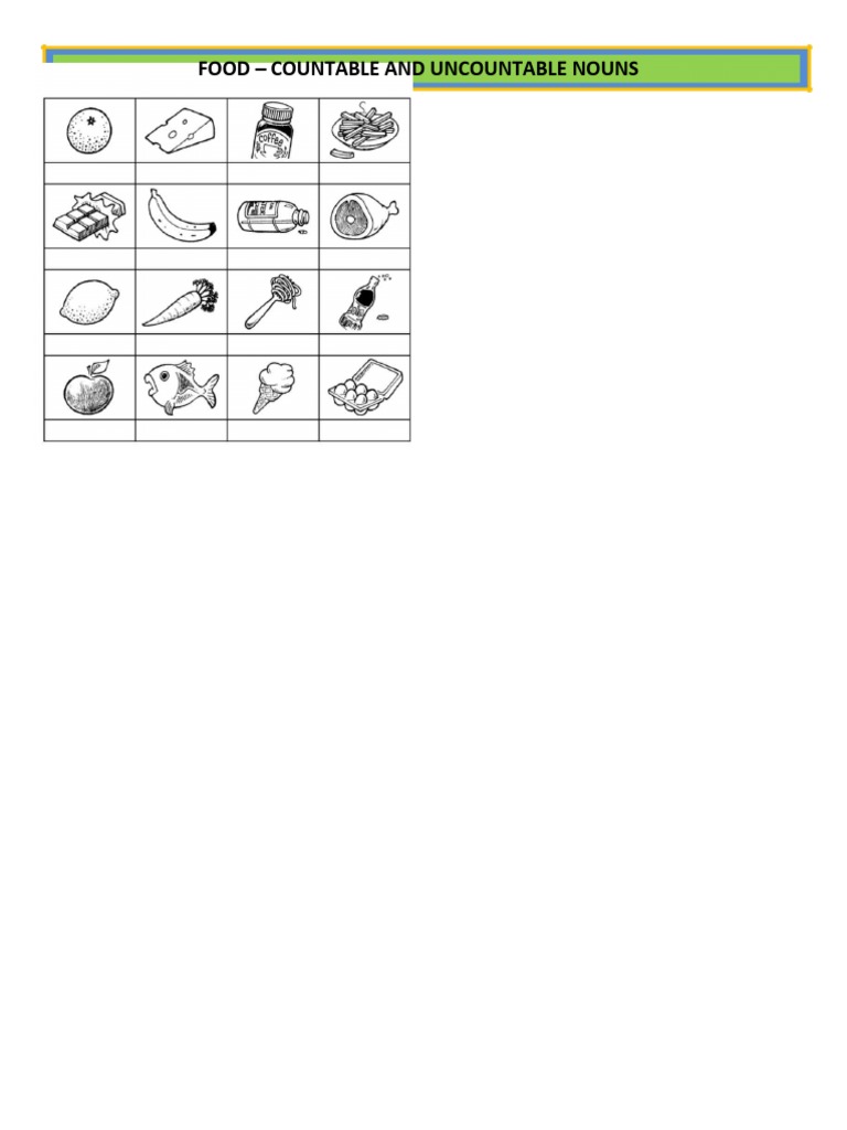 Food - Countable and Uncountable Nouns | PDF | Vegetables | Lunch