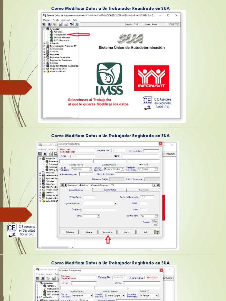 Como Modificar Datos Reg en SUA | PDF